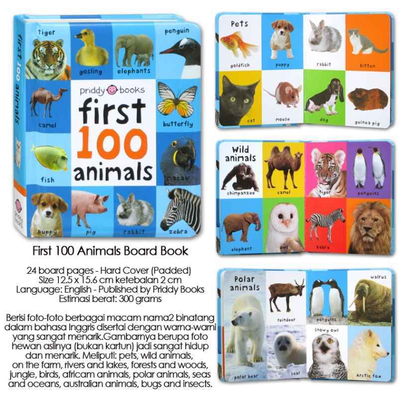 Jual First 100 Animals Board Book 24 Board Pages Di Seller ...