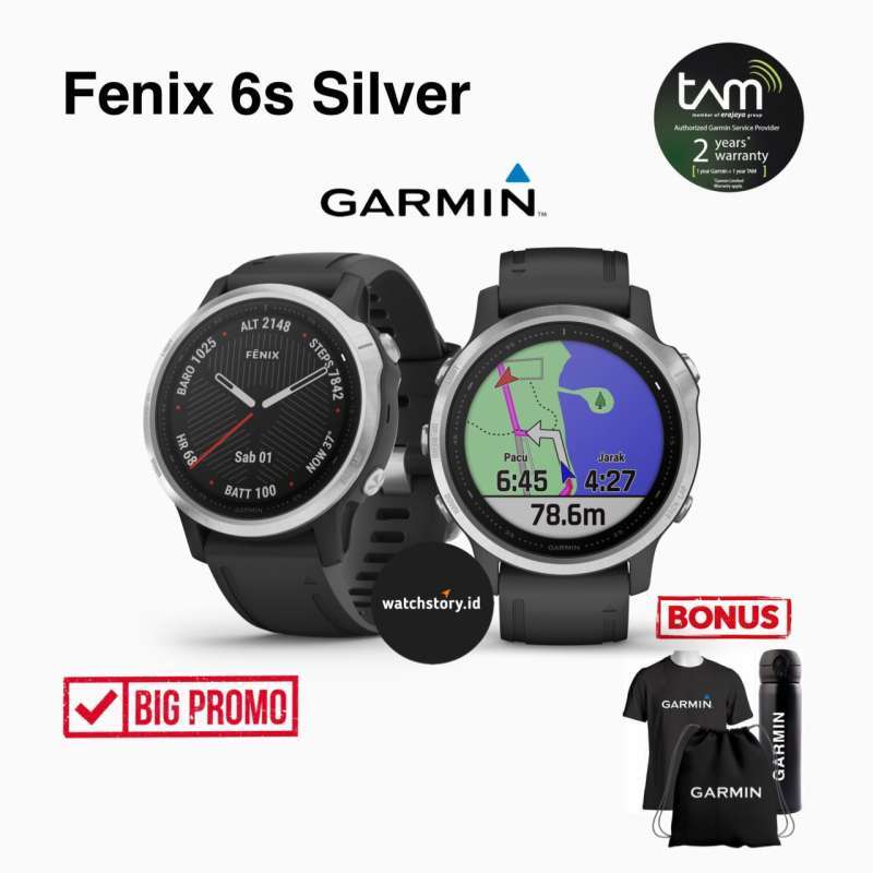 Jual Garmin Fenix 6S Silver with Black Band Activity Trackers ...
