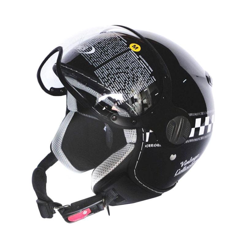 Jual Zeus ZS-210K Retro Helm Half Face - Black DD62 - M di Seller ...