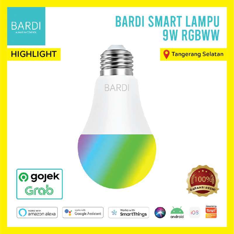 Promo BARDI Smart LED Light Bulb RGBWW 9W Wifi Wireless IoT Home ...