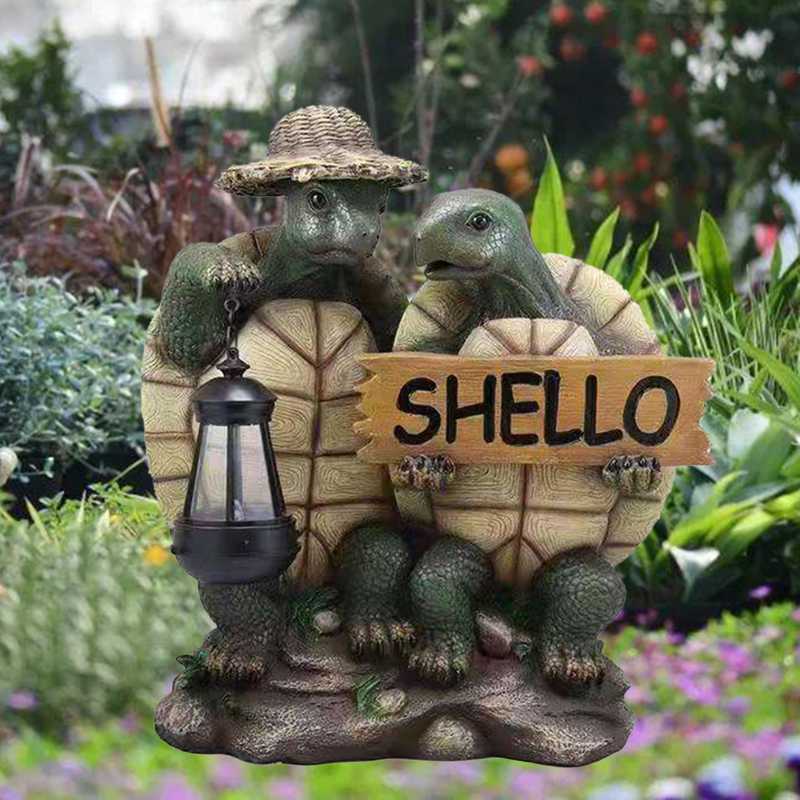 Promo Rustic Garden Statue Ornament Lawn Turtle Sculpture Craft Twin ...