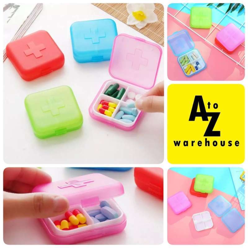 Jual Kotak Obat Harian Mini 4 Sekat Medicine Box Kotak Mini Serbaguna ...