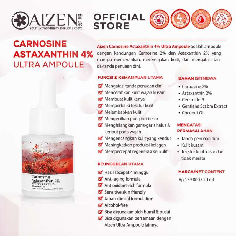 Jual AIZEN Carnosine Astaxanthin 4% Ultra Ampoule Serum Antioxidant ...