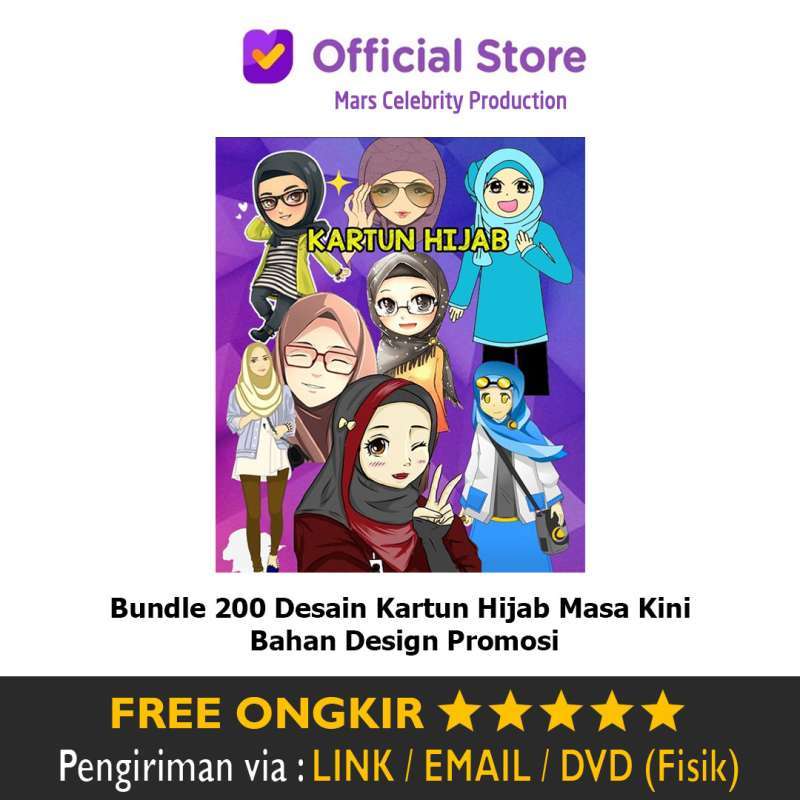 Jual Bundle 200 Desain Kartun Hijab Masa Kini Bahan Design Promosi PNG ...