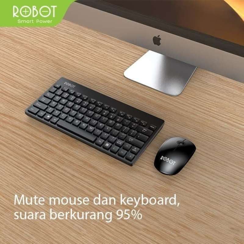 Promo Robot Km3000 Portable Mini Wireless Keyboard & Mouse Combo Black ...