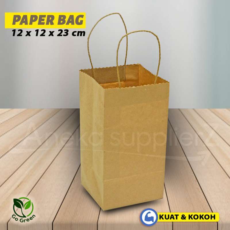 Jual Paper Bag Polos - Paper Bag Tali Kertas | 12x12x23 cm - COKLAT ...