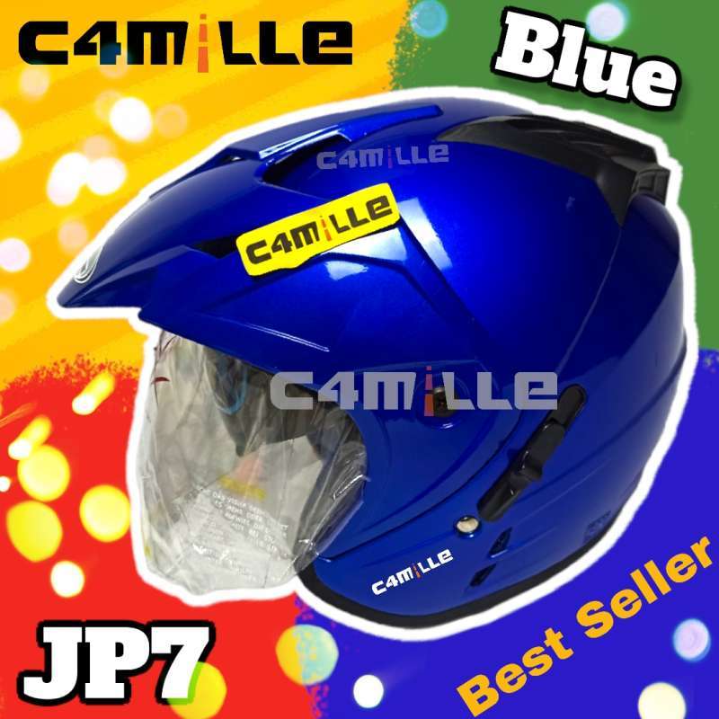 Jual HELM DUKE SOLID BLUE GLOSS DOUBLE VISOR HALF FACE MURAH SNI di ...