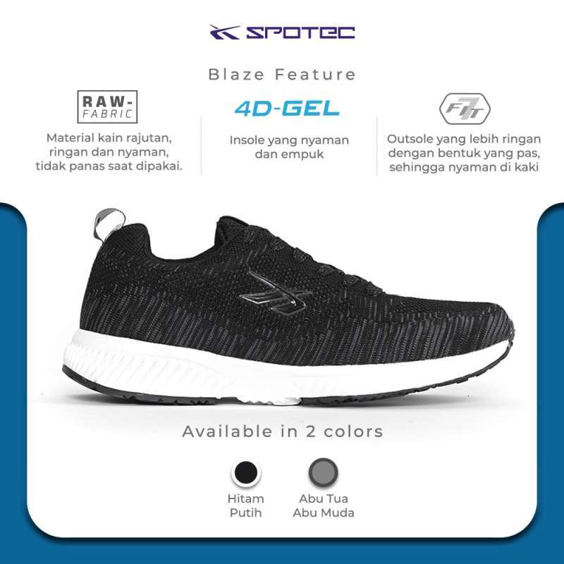 Jual SPOTEC Sepatu Running Blaze Hitam - Putih - 45 di Seller SPOTEC ...