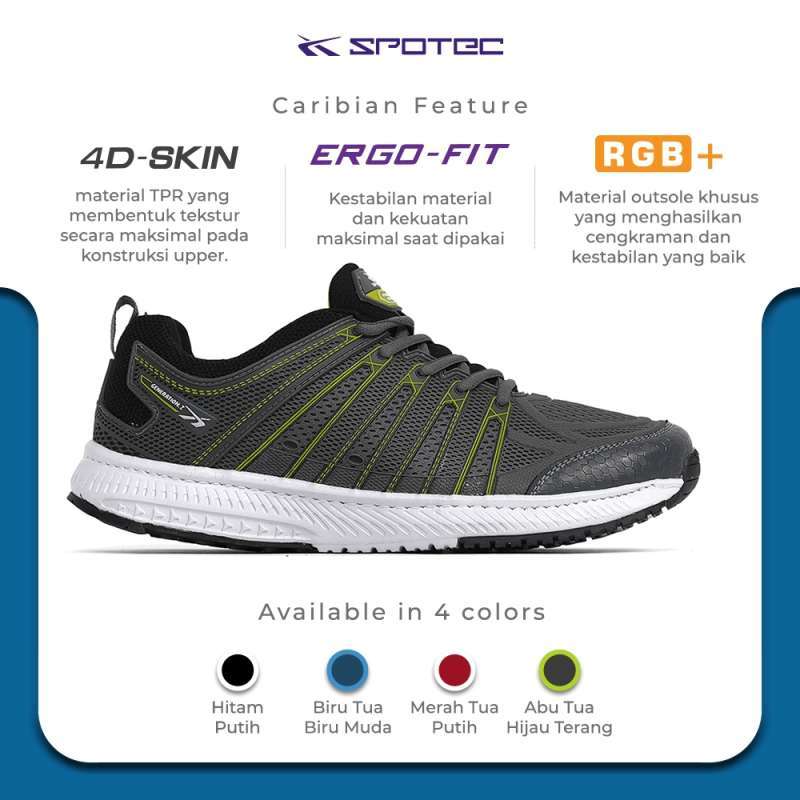 Jual Spotec Sepatu Running Caribian Abu Tua - Hijau Cerah - 39 Di ...