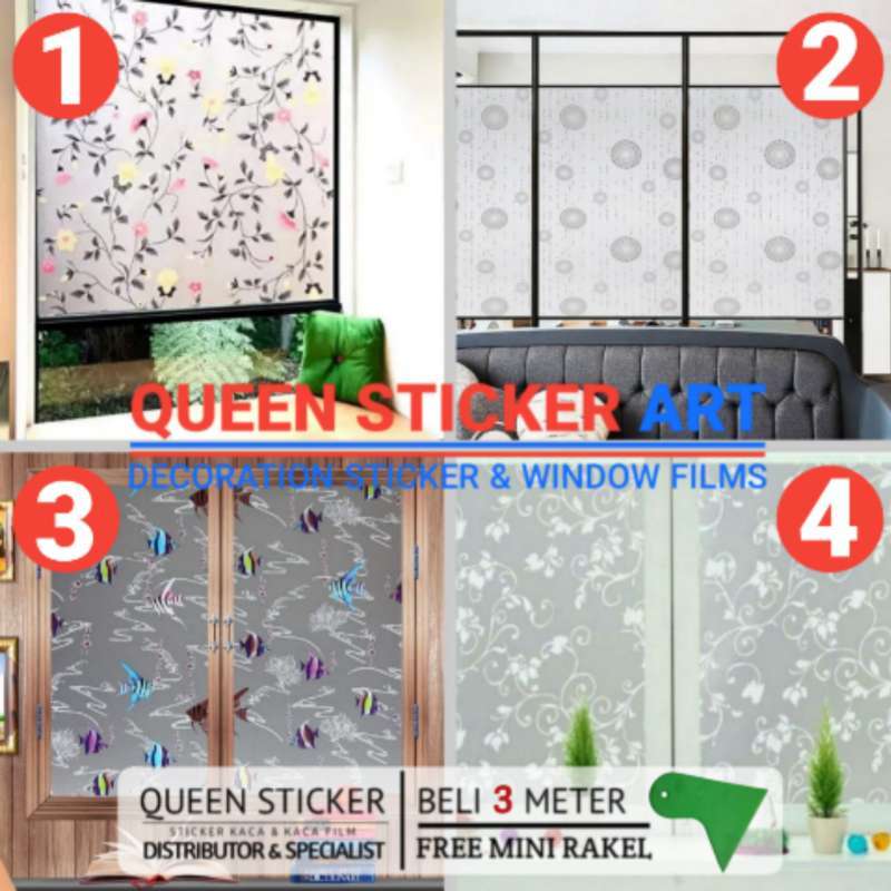 Promo Stiker Kaca Motif Bunga, Batik, Ikan / Sticker Kaca Jendela Tidak ...