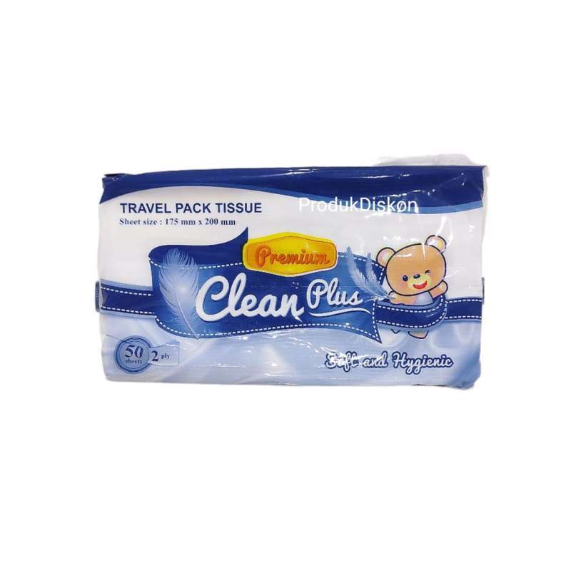Promo CLEAN PLUS Tisu / Tissue Travel Pack Premium 50 sheets 2ply ...