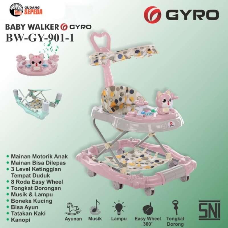 Jual Baby Walker Gyro GY 901 Roda Bayi Belajar Jalan Kanopi Ayunan ...