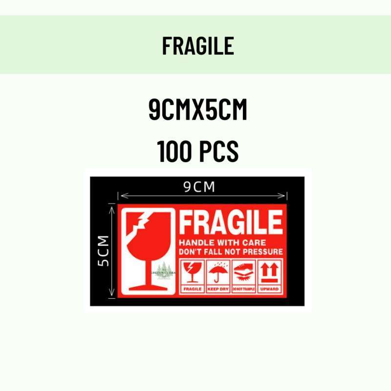 Promo GreenGlobal- Fragile Sticker (100 PCS) Fragile Sticker Warning ...