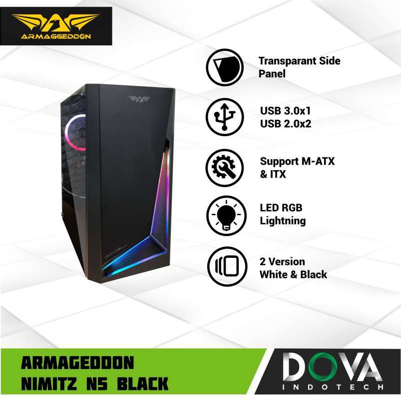Jual Armaggeddon Nimitz N5 Aurora Micro ATX Gaming PC Case - Hitam di ...