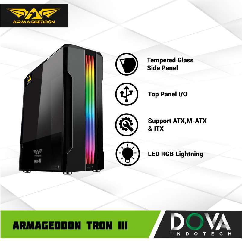 Jual Armaggeddon Tron III ATX Gaming Case Tempered Glass Casing ...