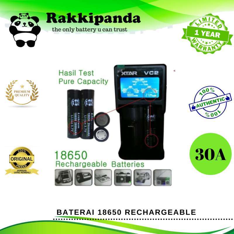 Jual rakkipanda baterai 18650 authentic original 2600mah 30A di Seller ...