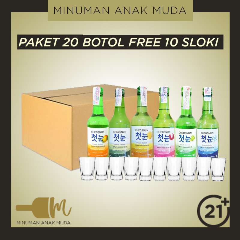 Jual Cheosnun Soju Paket 20 botol Gratis 10 Sloki ( mirip Cham Joeun ...