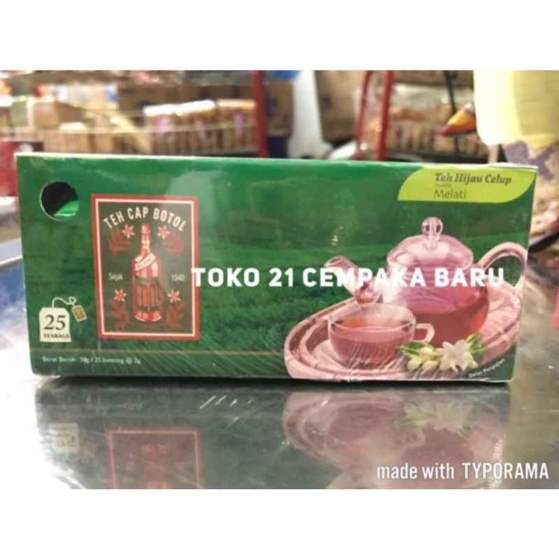 Jual Teh Cap Botol Hijau Melati Box isi 25 tea bags | Green Tea Celup ...