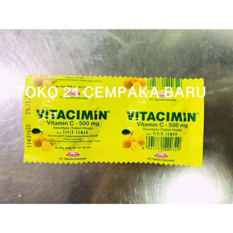 Jual vitacimin Vitamin C 500mg Rasa FRESH LEMON 1 strip isi 2 Tablet ...