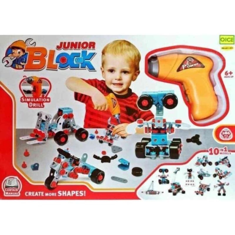 Jual Mainan Edukasi Anak Laki Junior Block Builder Tool Set Bongkar ...