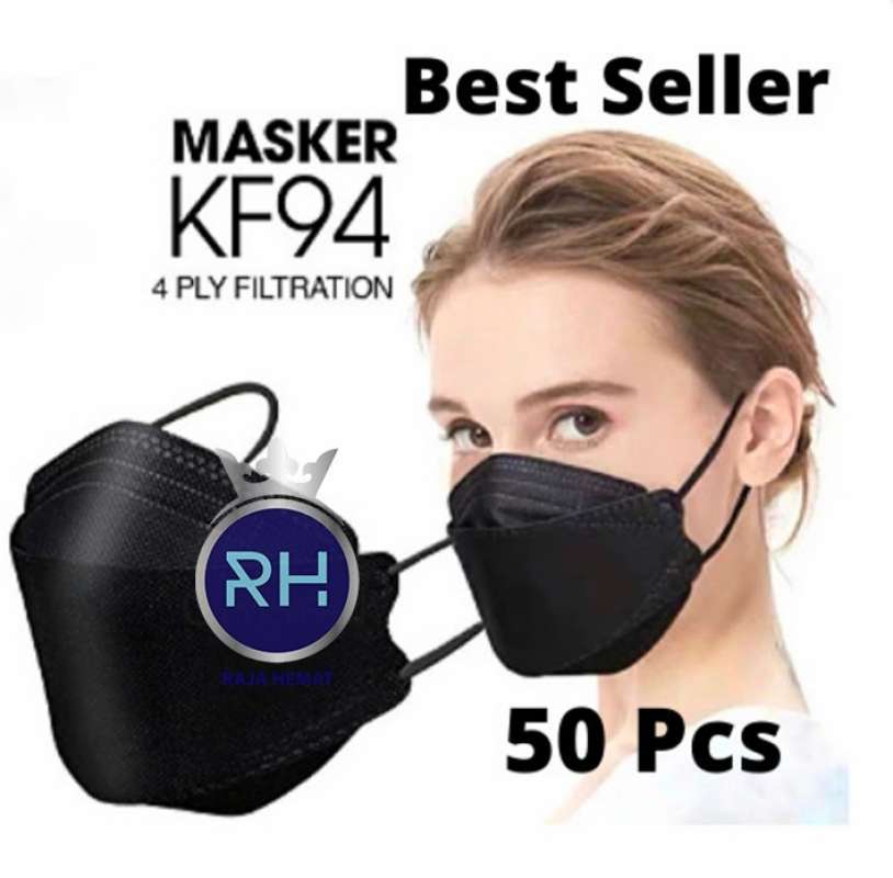 Jual Masker KF94 - Masker korea 4Ply Earloop Hitam KF 94 leaf - Hitam ...