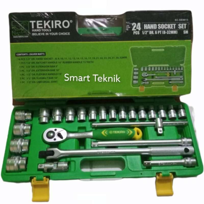 Promo Kunci Sok Set / Hand Socket 24 Pcs 12 Pt 1/2 Dr 8-32mm Tekiro ...
