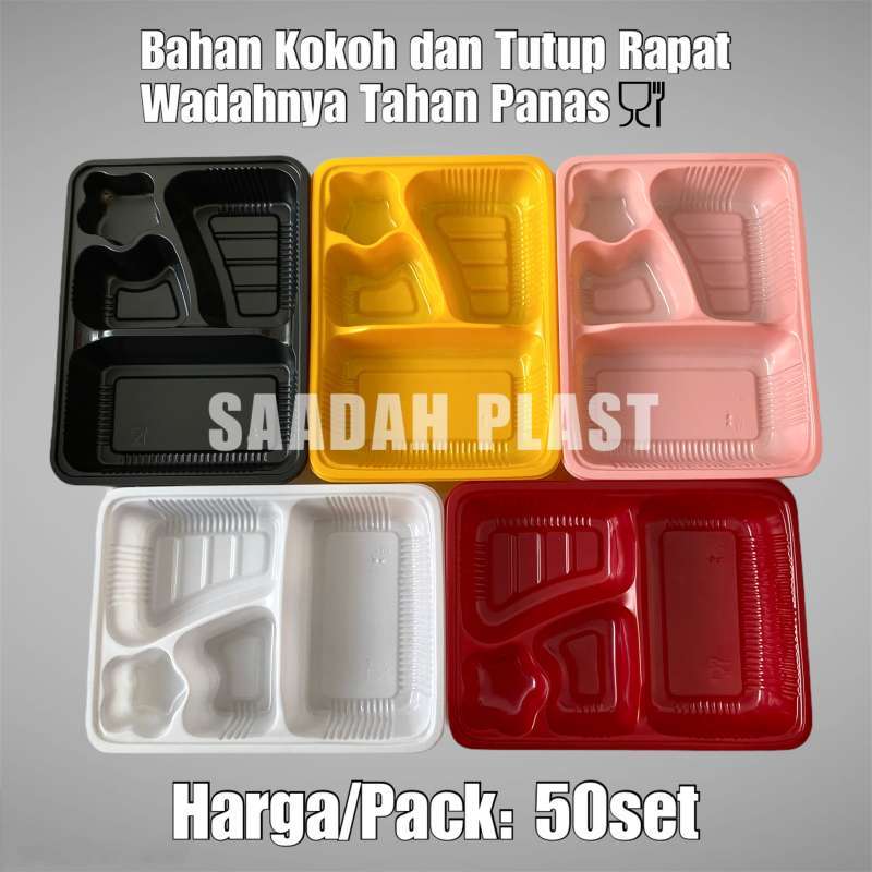 Jual Mika Bento 4 Sekat HITAM MERAH PINK KUNING PUTIH BIRU / Tempat ...