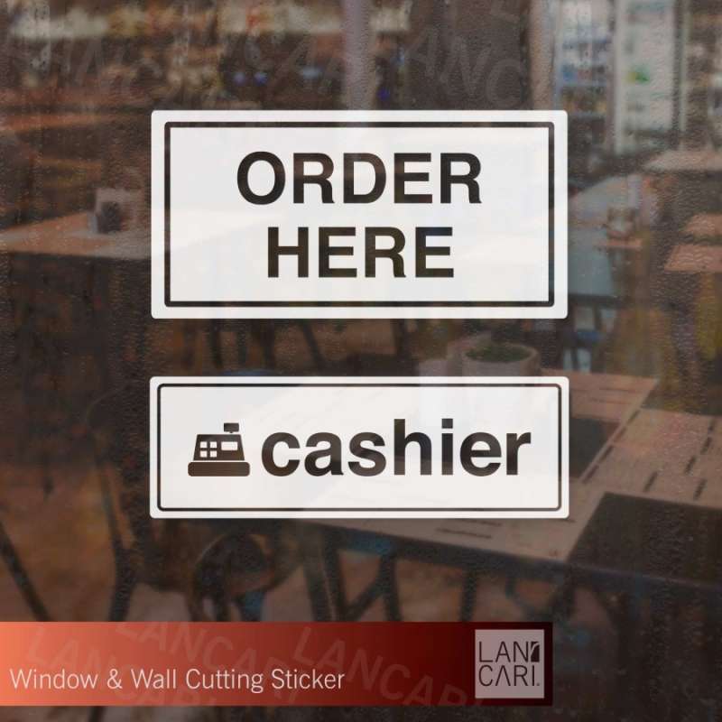 Jual Sticker Cutting order here cashier kasir Toko restoran dinding ...