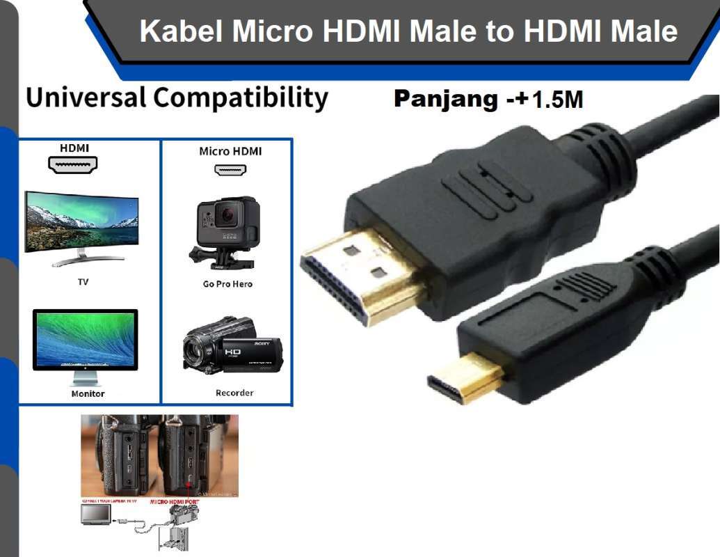 Jual KABEL Micro HDMI To HDMI Cable Mirrorless Camera Action Kamera ...