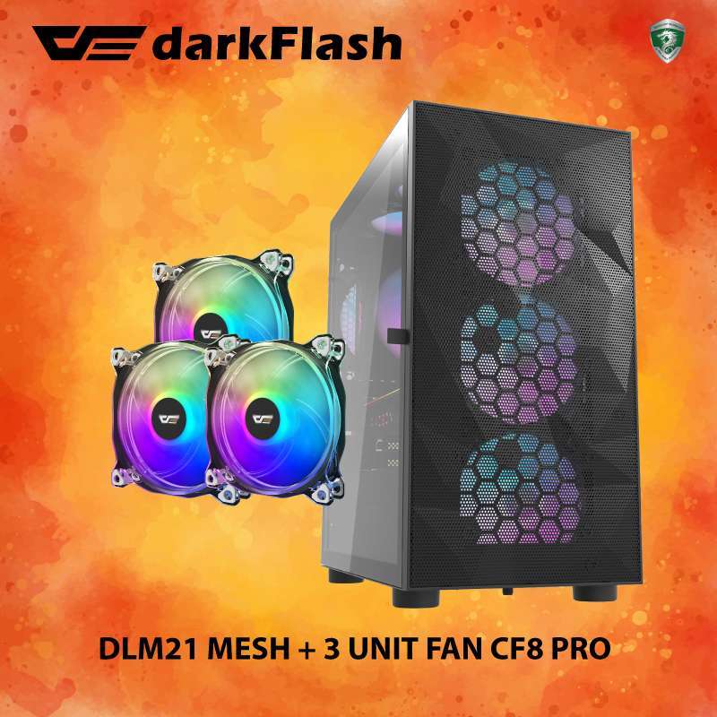 Jual PAKET darkFlash DLM21 Mesh M-ATX PC Casing [No Fan] + FAN CF8 PRO ...