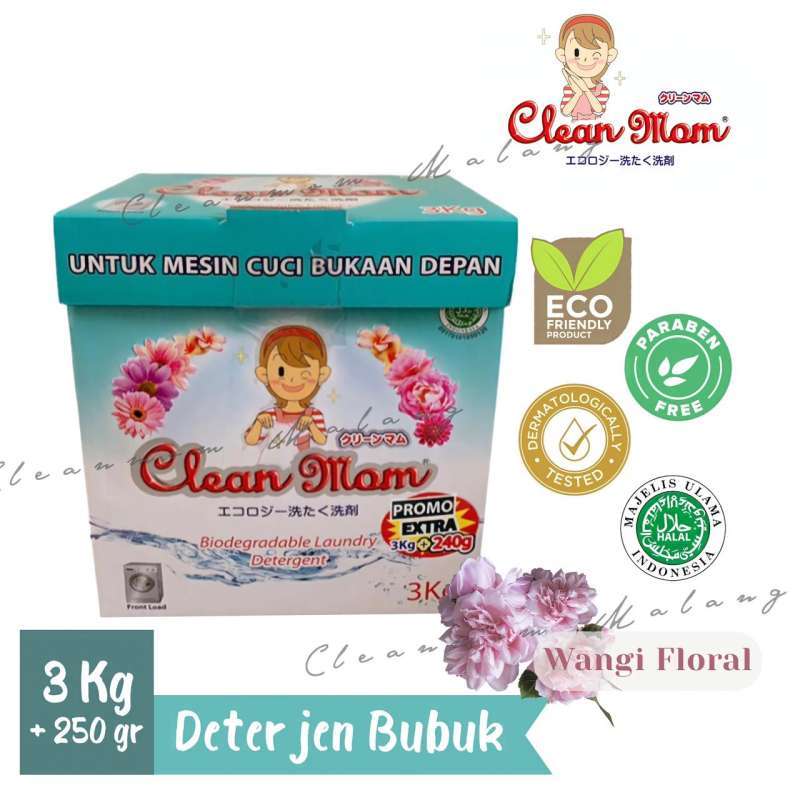 Promo Clean Mom Detergent Powder/Bubuk 3 kg + PROMO 250 gr Diskon 11% ...