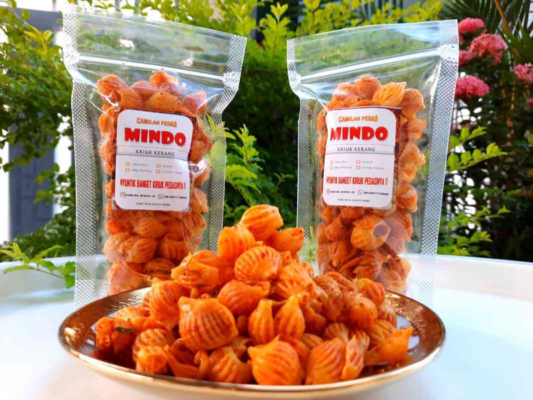 Jual Camilan pedas MINDO-Makaroni Kerang Kriuk - 70-75gr Berbagai Rasa ...