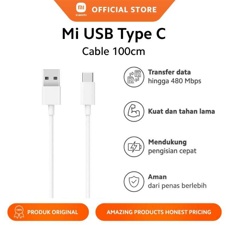 Jual Xiaomi Mi USB-C Data Cable (1 m) [Official Store] - White di ...