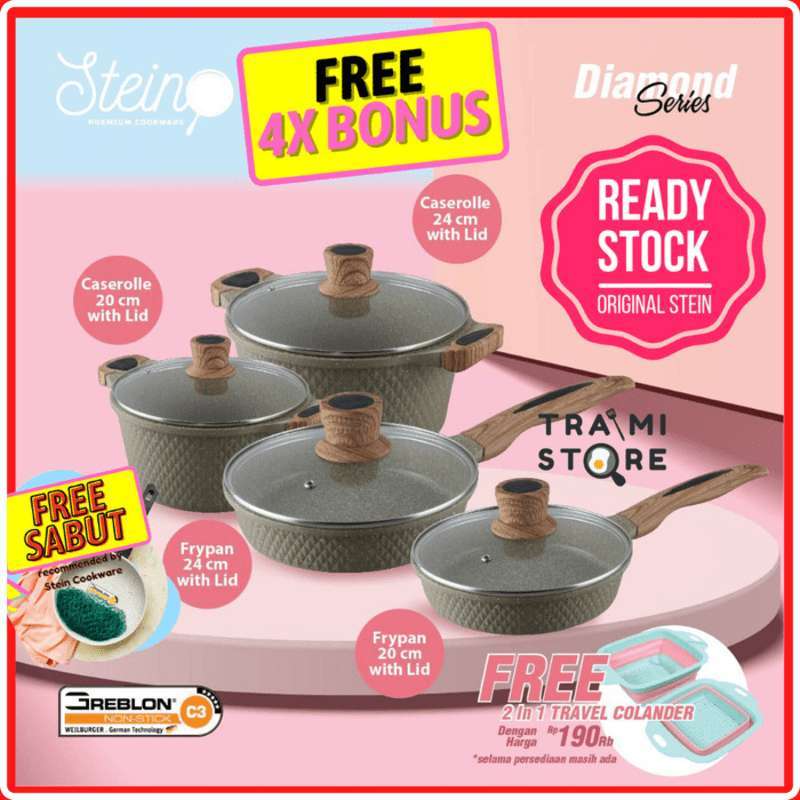 Promo Steincookware Paket Diamond Series Set 4 Panci Stein Original ...