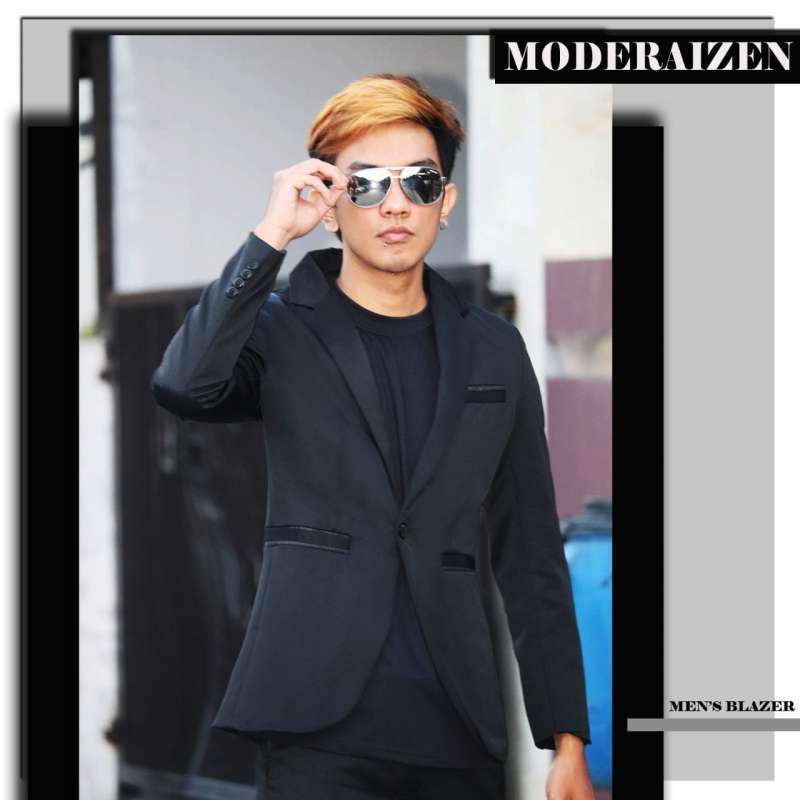Jual jas blazer keren untuk pria slimfit original full black di Seller ...