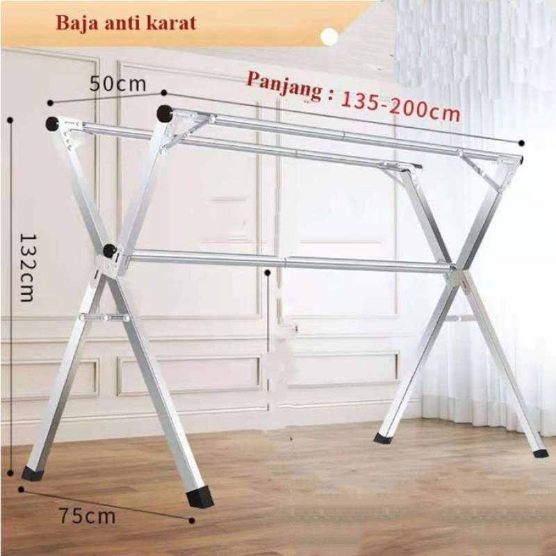 Promo Jemuran Lipat Baju Handuk Pakaian Rak Jemuran Stainless - 2 Meter ...
