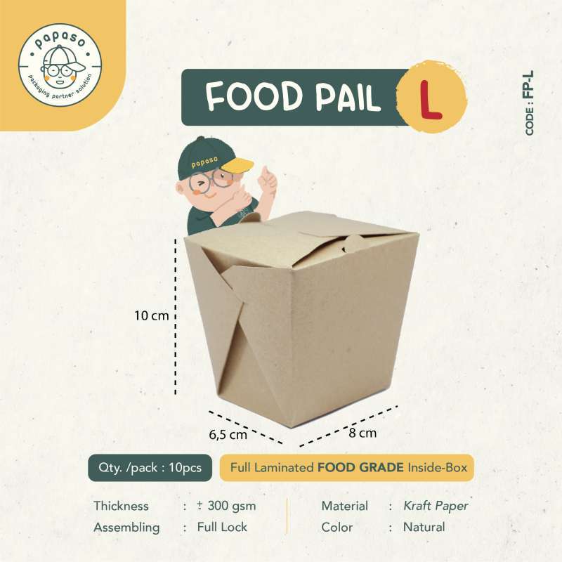 Jual Dus Dos Box Kotak Roti Kue Large Food Pail Kraft Full Laminating 1 ...