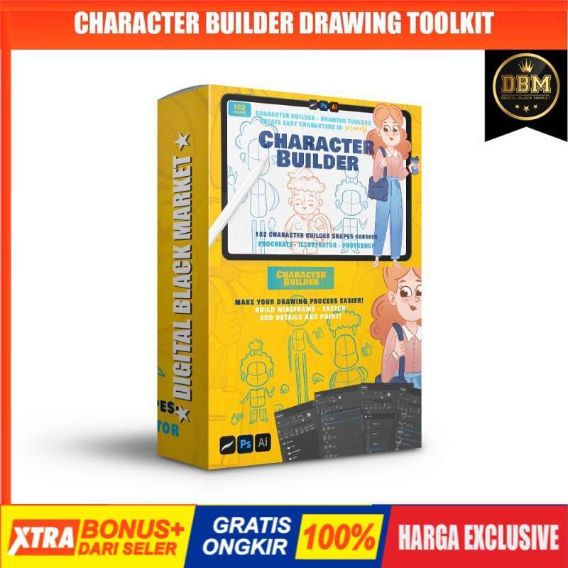 Jual Character Builder Drawing Toolkit - Procreate - Adobe Photoshop & Illustrator Di Seller ...