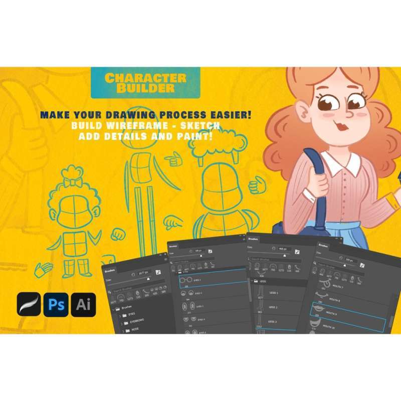 Jual Character Builder Drawing Toolkit - Procreate - Adobe Photoshop & Illustrator Di Seller ...