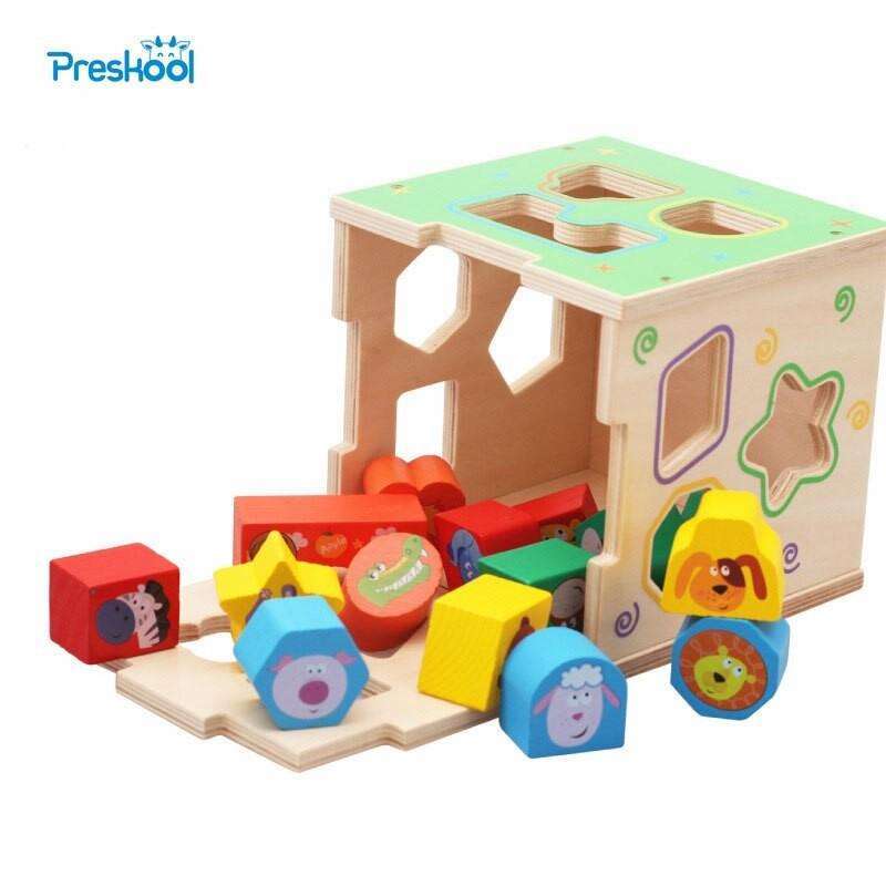 Jual Mainan Edukasi Anak Sorting Box Kotak Kayu Geometri Puzzle Block ...
