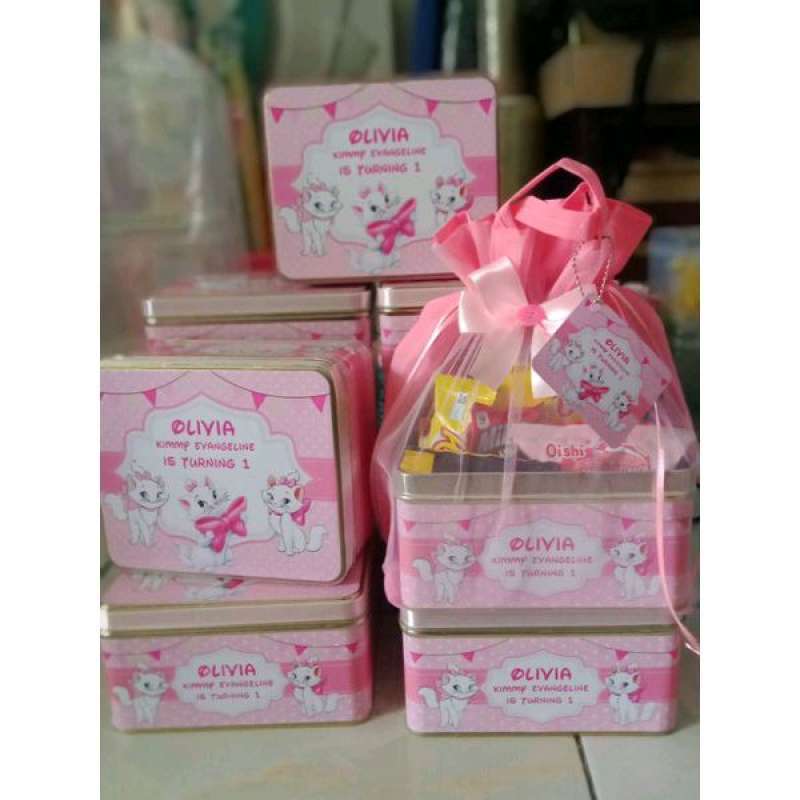 Jual souvenir box kaleng dan paket snack ulang tahun di Seller Nareal ...