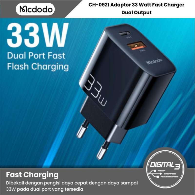 Jual Mcdodo Ch-0921 Charger 33w Adapter Usb A + Type C Fast Charging Pd Qc Di Seller Digital 3 ...