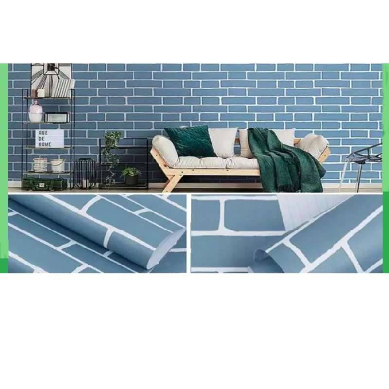 Promo 2 Roll Wallpaper Dinding Stiker Dinding Bata List Biru Diskon 40% ...