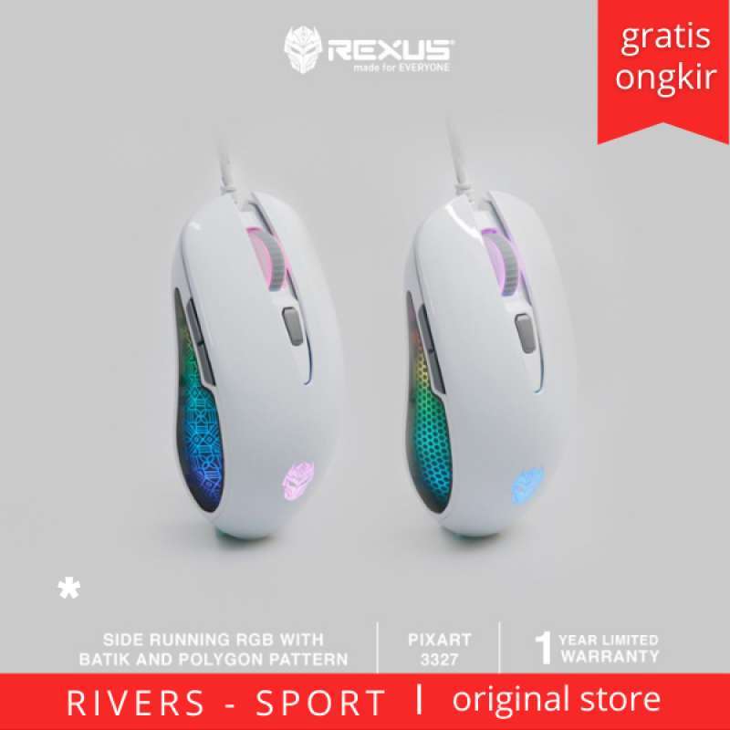 Jual Mouse gaming Rexus Mouse Gaming Arsa 12400 DPIs original gamer RGB ...