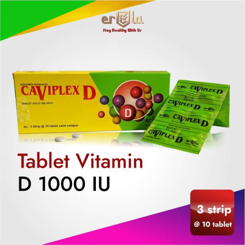 Jual CAVIPLEX D Box / tablet vitamin D3 1000iu kesehatan tulang 1box 3 ...