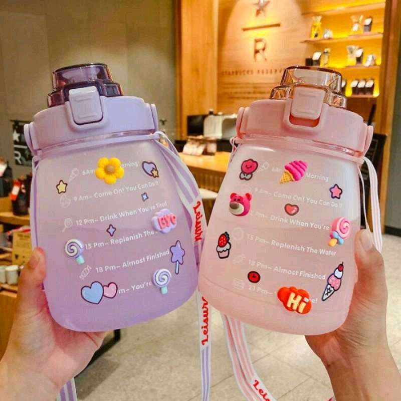 Jual BOTOL MINUM KACA GRADASI STICKER 2D 3D - Biru di Seller TABITA20 ...