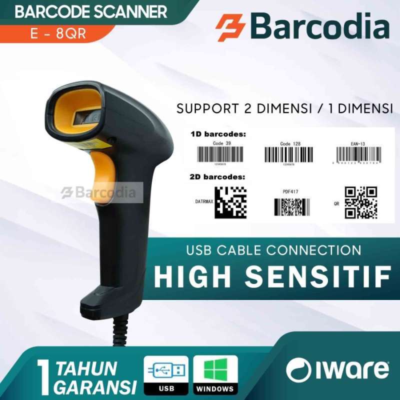 Promo Barcode Scanner Iware E-8qr 1dimensi & 2dimensi Scan Barcode 1d ...