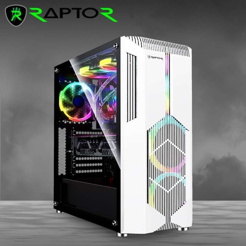 Jual Casing Gaming RAPTOR Black Strike 1810 LED RGB Tempered Glass di ...