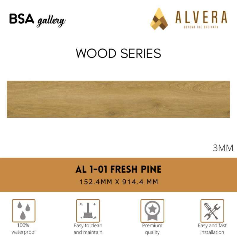 Jual Alvera Vinyl 3mm Al1-01 Fresh Pine / Lantai Kayu Vinyl / Wood ...