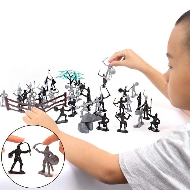 Promo Plastic Medieval Knight Soldier Toys Army Men Archaic Soldiers ...
